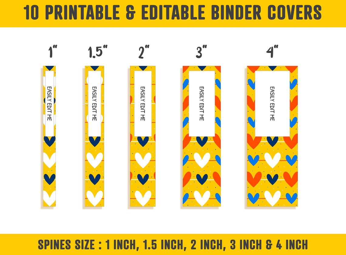 Printable Binder Cover 10 Editable Coversspines Binder - Etsy