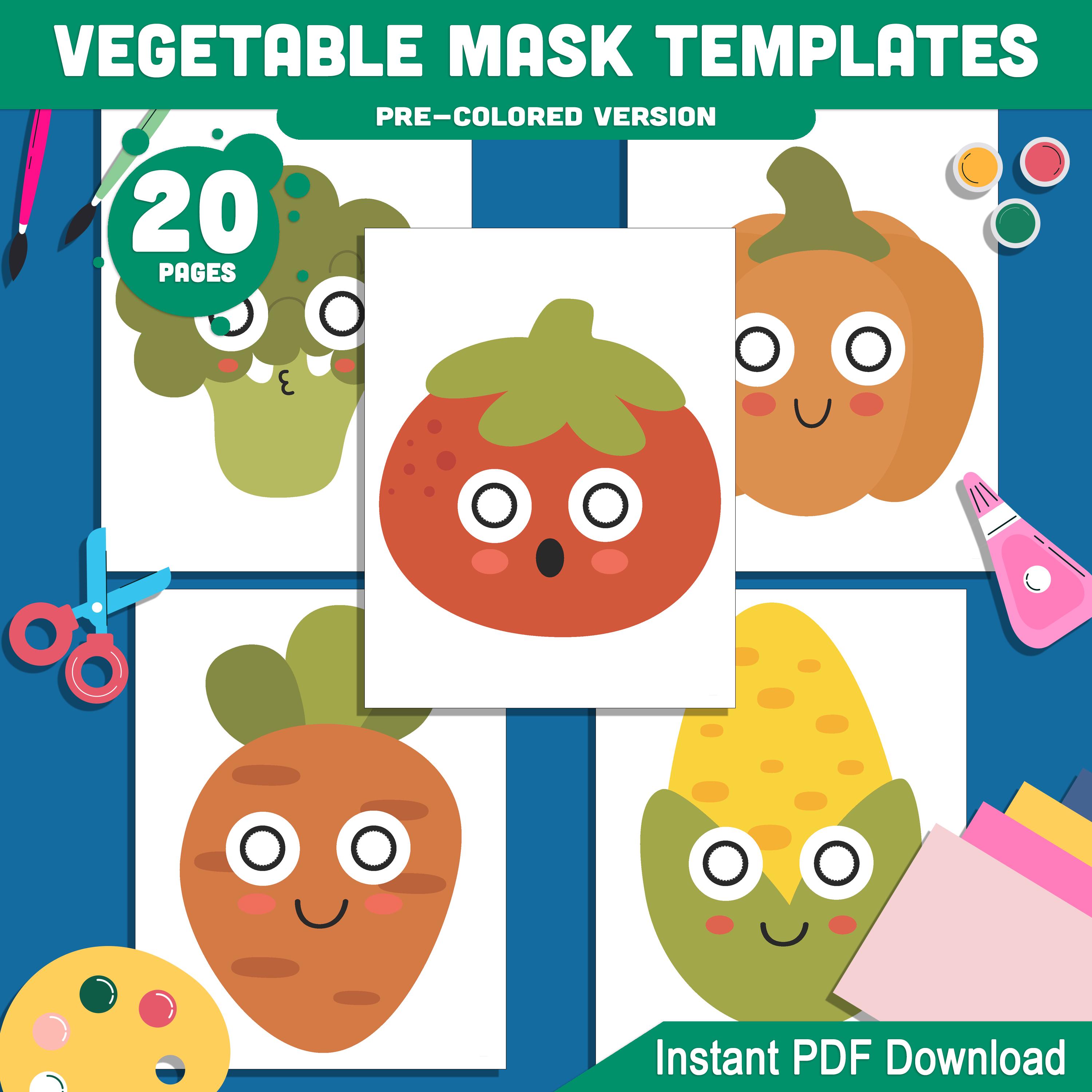 Printable Vegetable Mask Templates: 20 Fun DIY Craft Pages for Kids ...