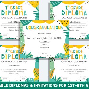 Editable 8th Grade Awards, 1st to 8th Grade Diploma, Certificate of ...