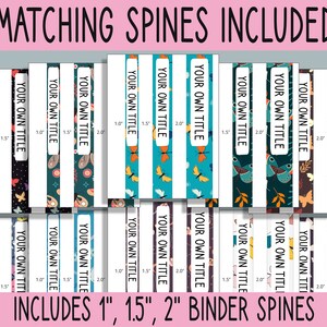 10 Editable Butterfly Binder Covers, Includes 1", 1.5", 2" Spines ...