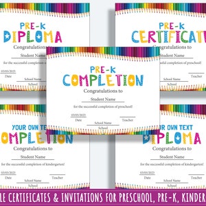 Editable Preschool Awards, Completion Certificates, Diplomas, and ...