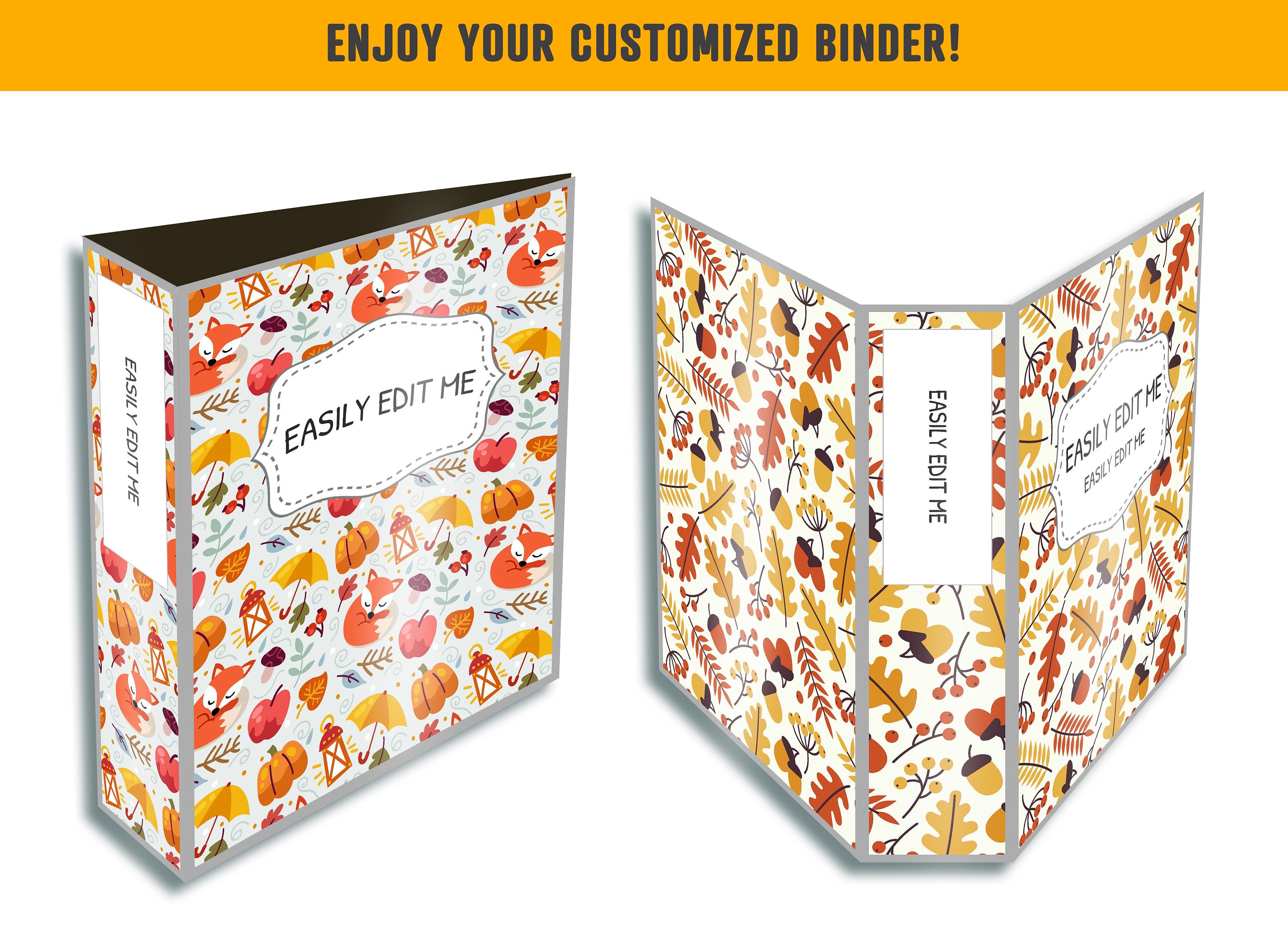 Fall Planner Covers, 10 Editable Binder Covers and Spines, Binder Cover ...
