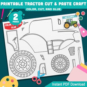 Printable Tractor Cut and Paste Craft for Kids, Fun Color, Cut and Glue ...