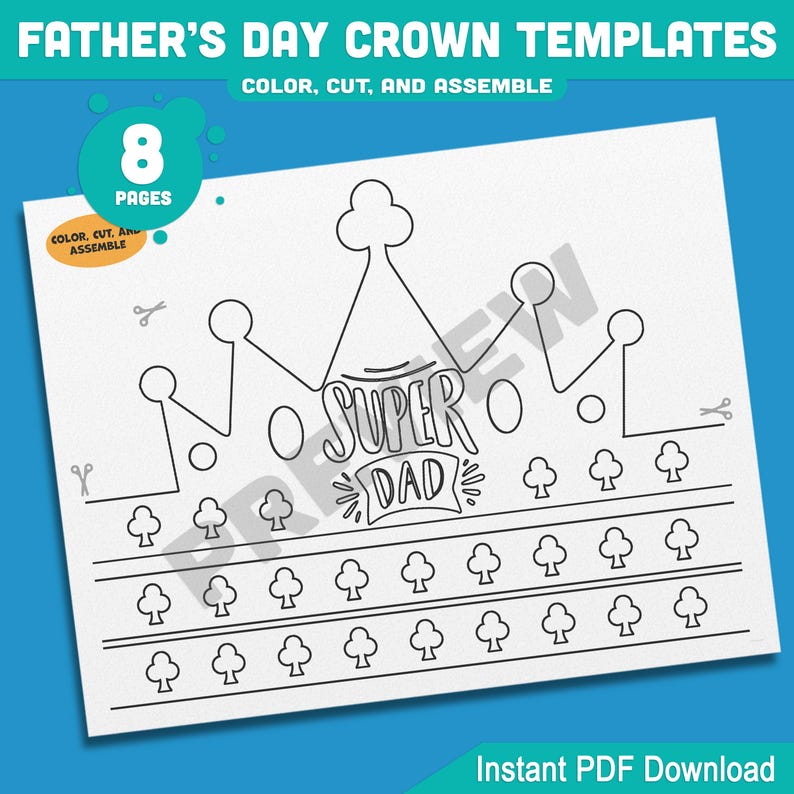 Father’s Day Crown Templates – Printable Craft for Kids to Celebrate ...