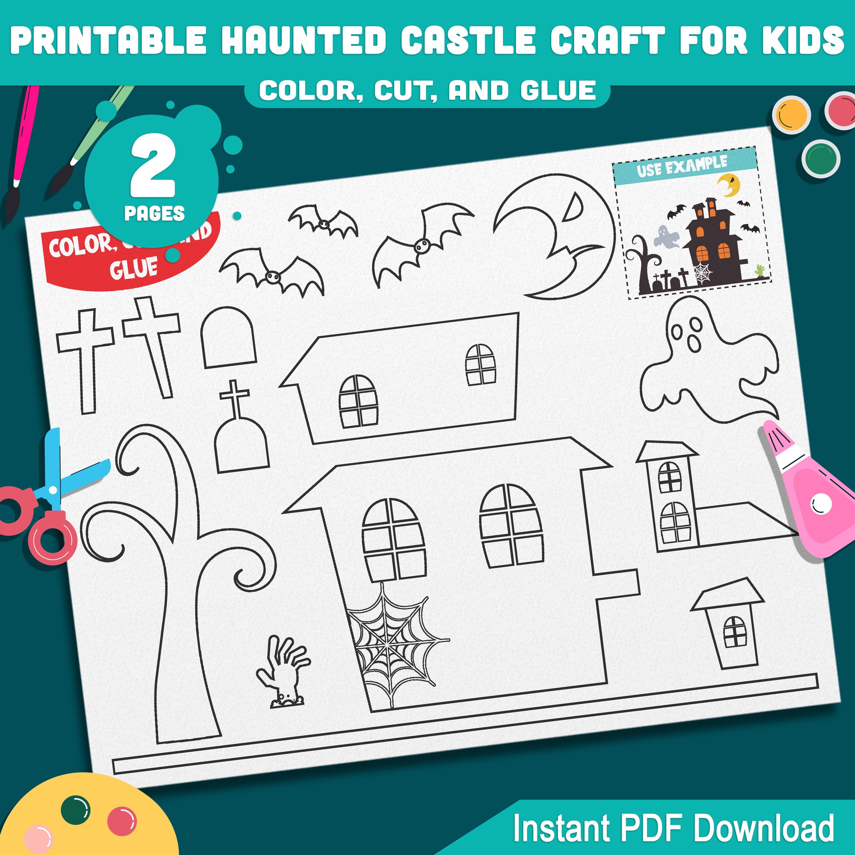 Printable Haunted Castle Paper Craft for Kids, October Halloween ...