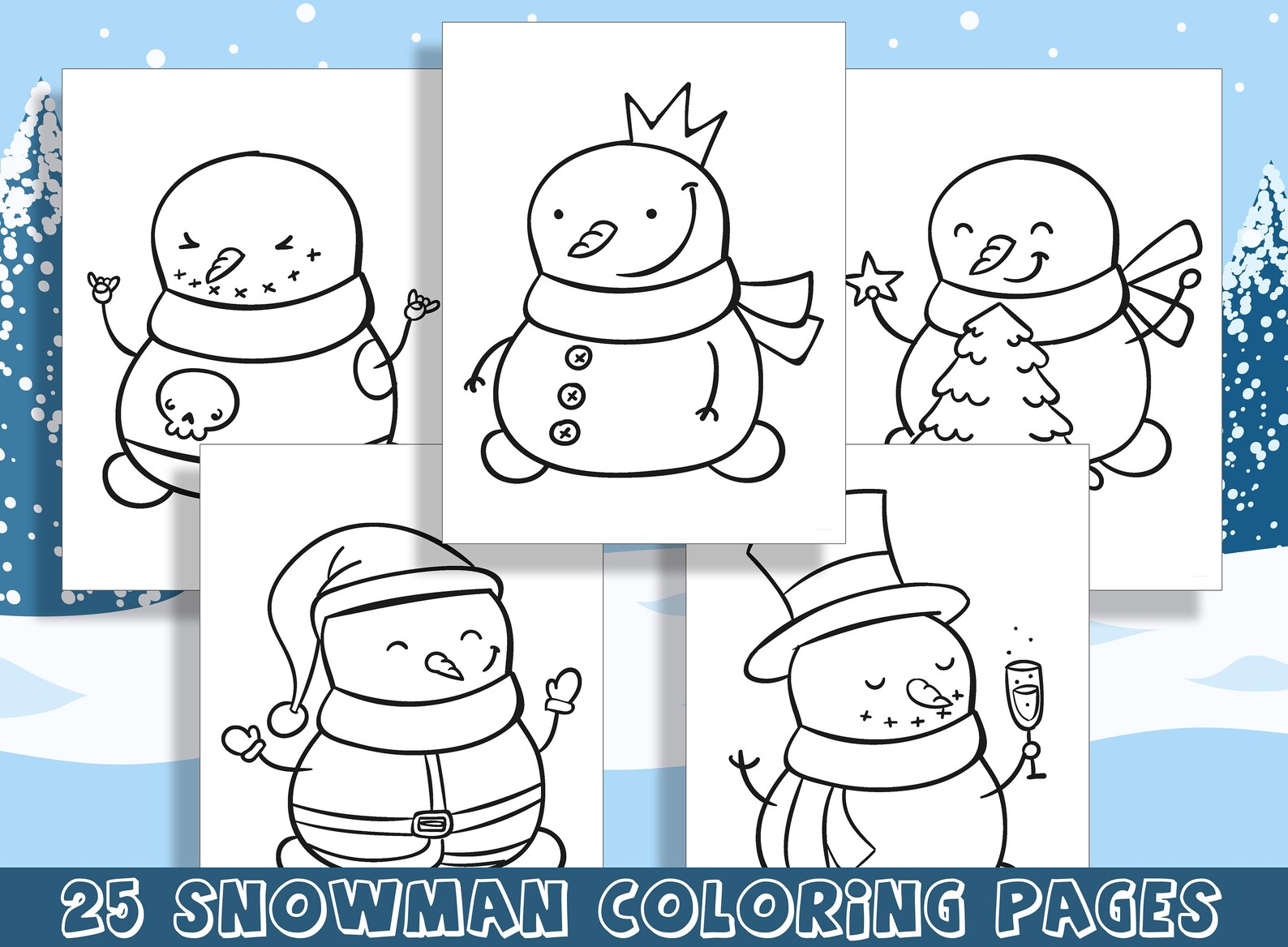 25 Adorable Snowman Coloring Pages for Preschool and Kindergarten, PDF ...
