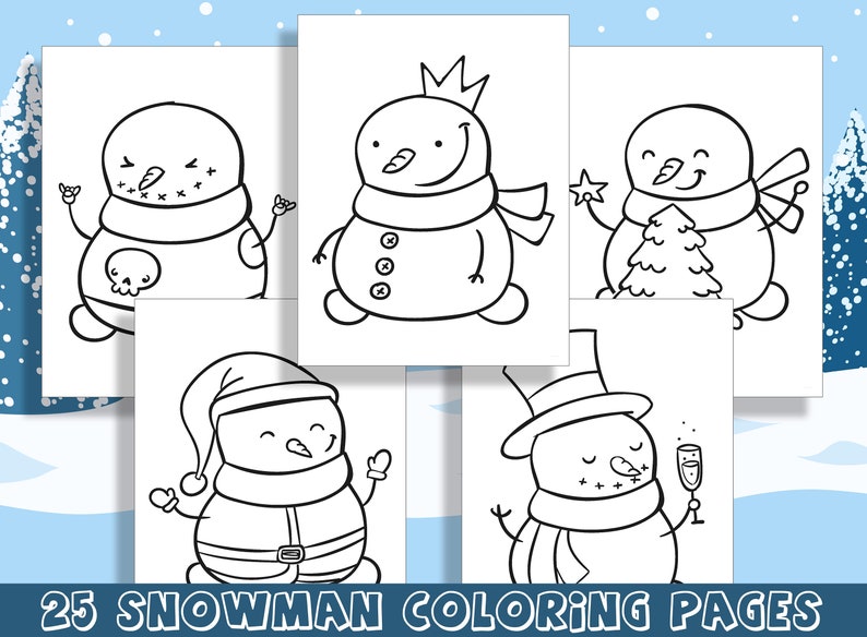 25 Adorable Snowman Coloring Pages for Preschool and Kindergarten, PDF ...