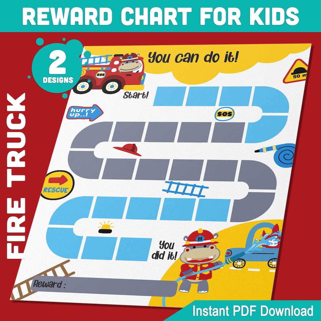 Exciting Printable Fire Rescue Reward Chart for Kids, Fire Truck ...