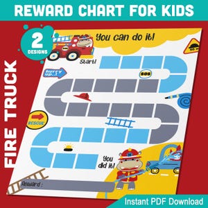 Exciting Printable Fire Rescue Reward Chart for Kids, Fire Truck ...