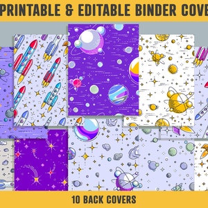 Space Backgrounds Binder Cover, 10 Printable/editable Binder Covers ...