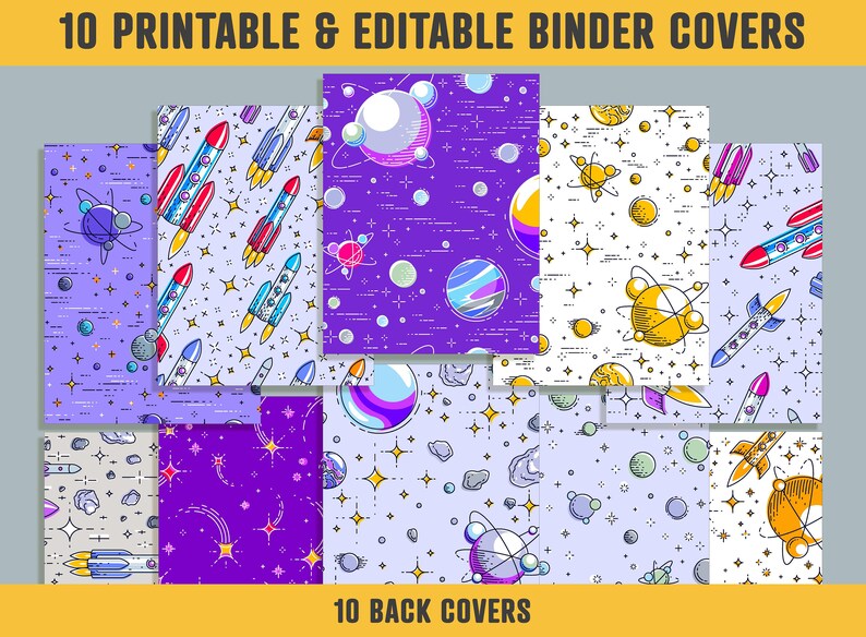 Space Backgrounds Binder Cover 10 Printable/editable Binder - Etsy