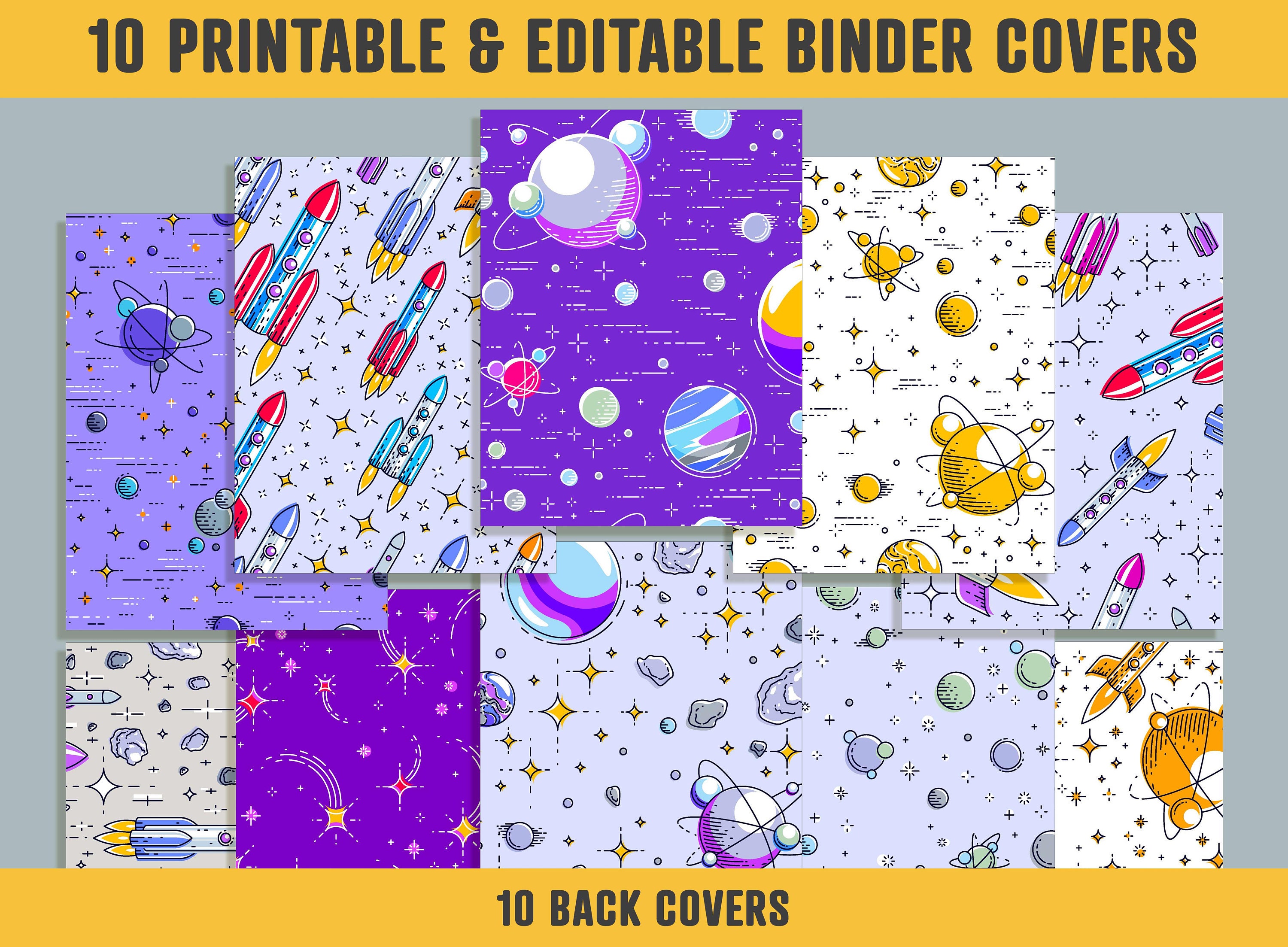 Space Backgrounds Binder Cover 10 Printable/editable Binder - Etsy