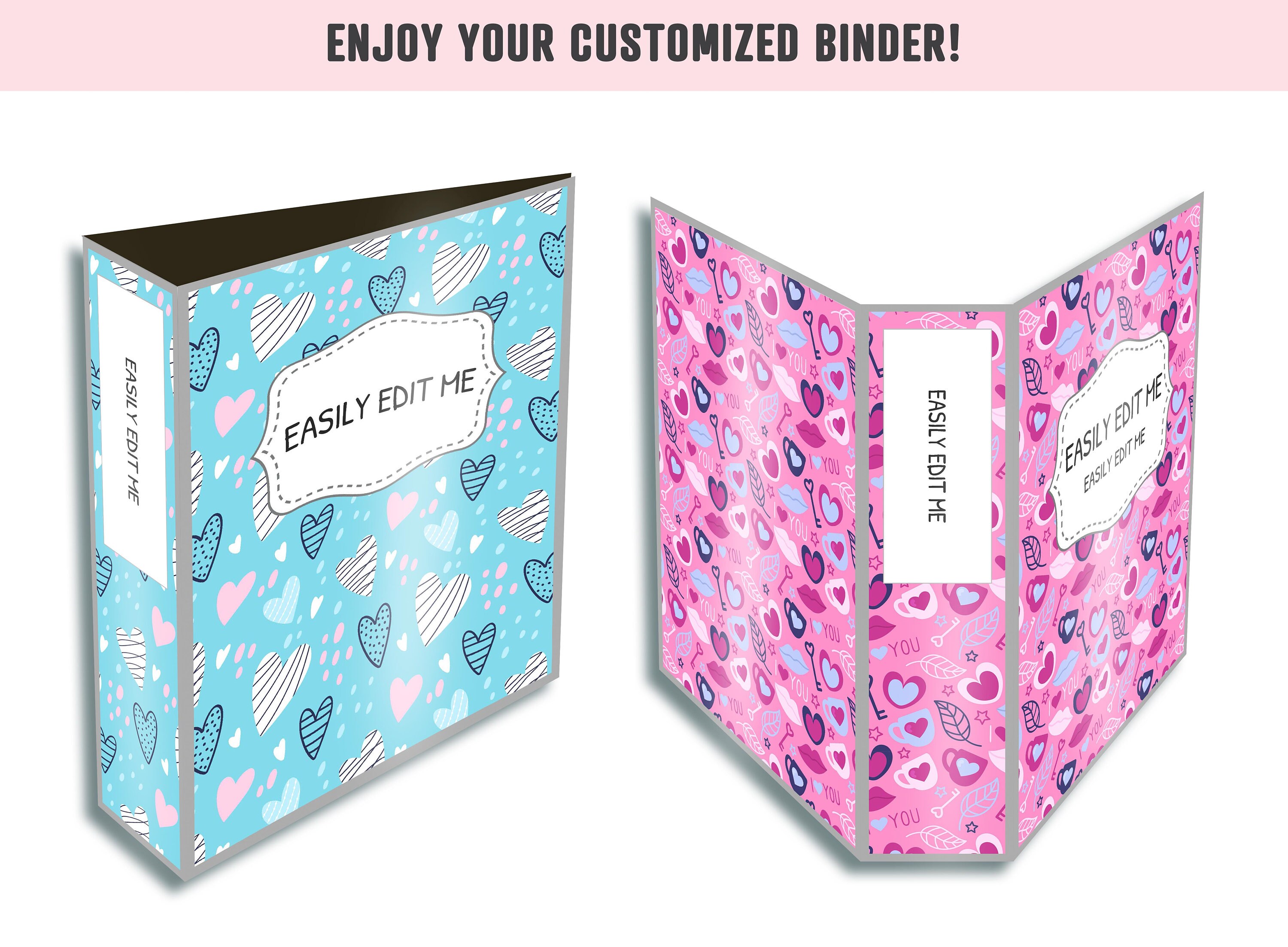 Binder Cover Printable Editable, 10 Covers+spines, Binder Insert ...