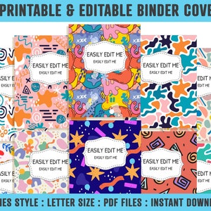 Abstract Binder Cover, 10 Printable & Editable Coversspines, Binder ...