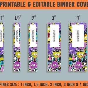 Monster Binder Cover, 10 Printable & Editable Binder Covers + Spines ...