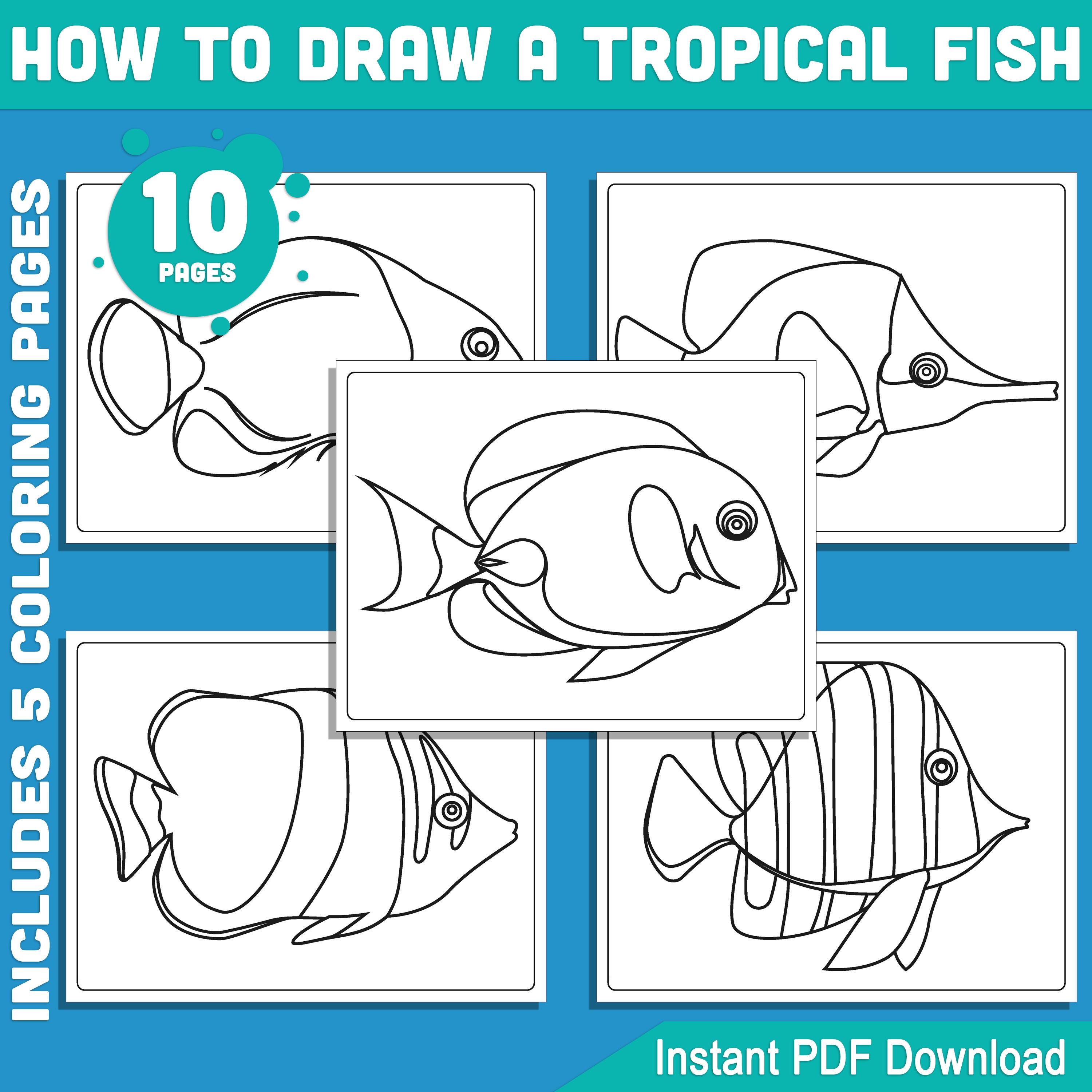 Learn How to Draw a Tropical Fish for Kids: 5-step Tutorial With 5 Fun ...
