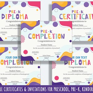 Pre K Graduation Certificate, Kindergarten Certificates Completion ...