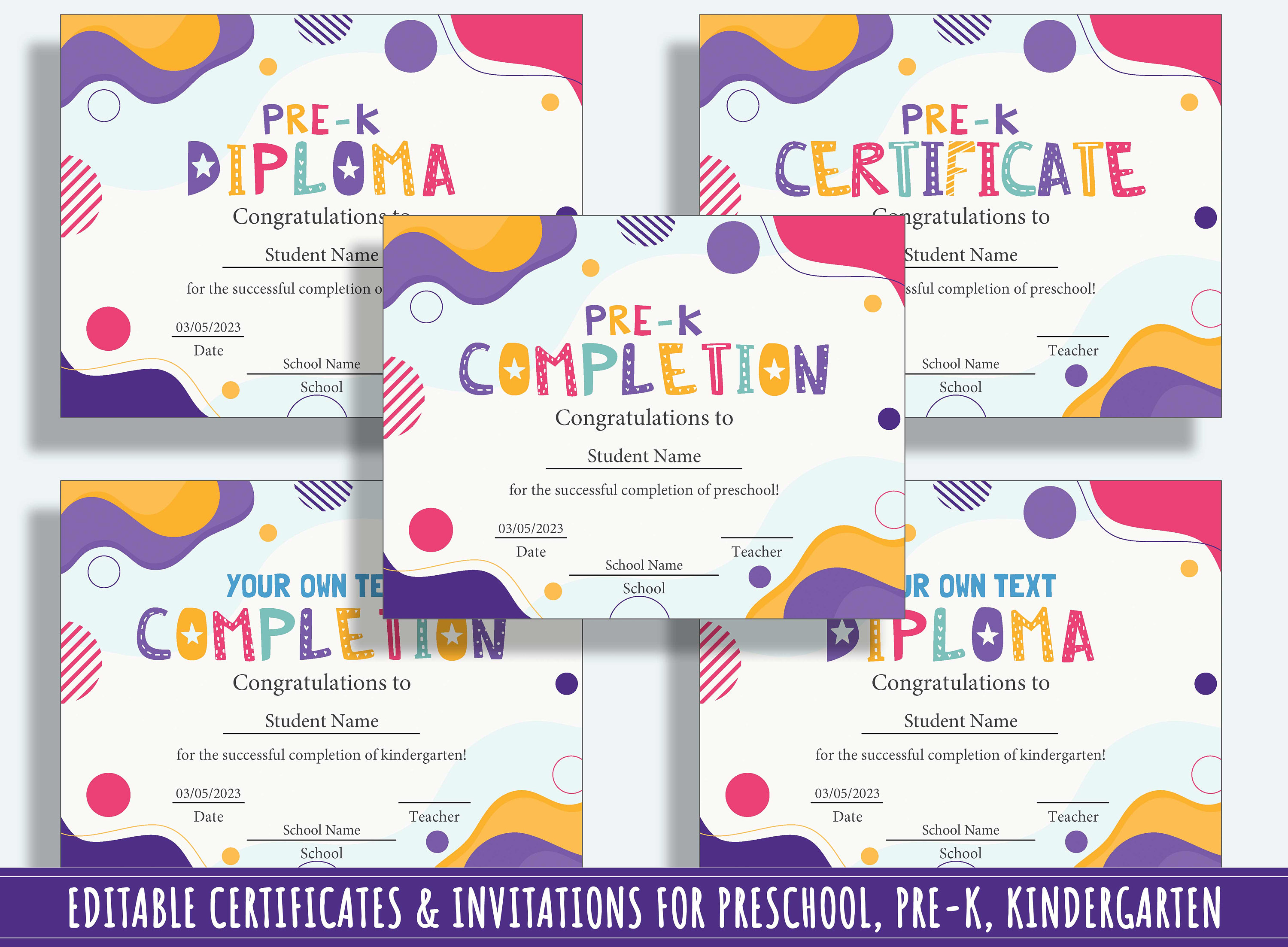 Pre K Graduation Certificate, Kindergarten Certificates Completion ...