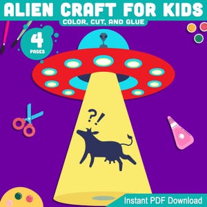 Alien Craft for Kids: Printable 4-page Color, Cut and Glue Activity PDF ...