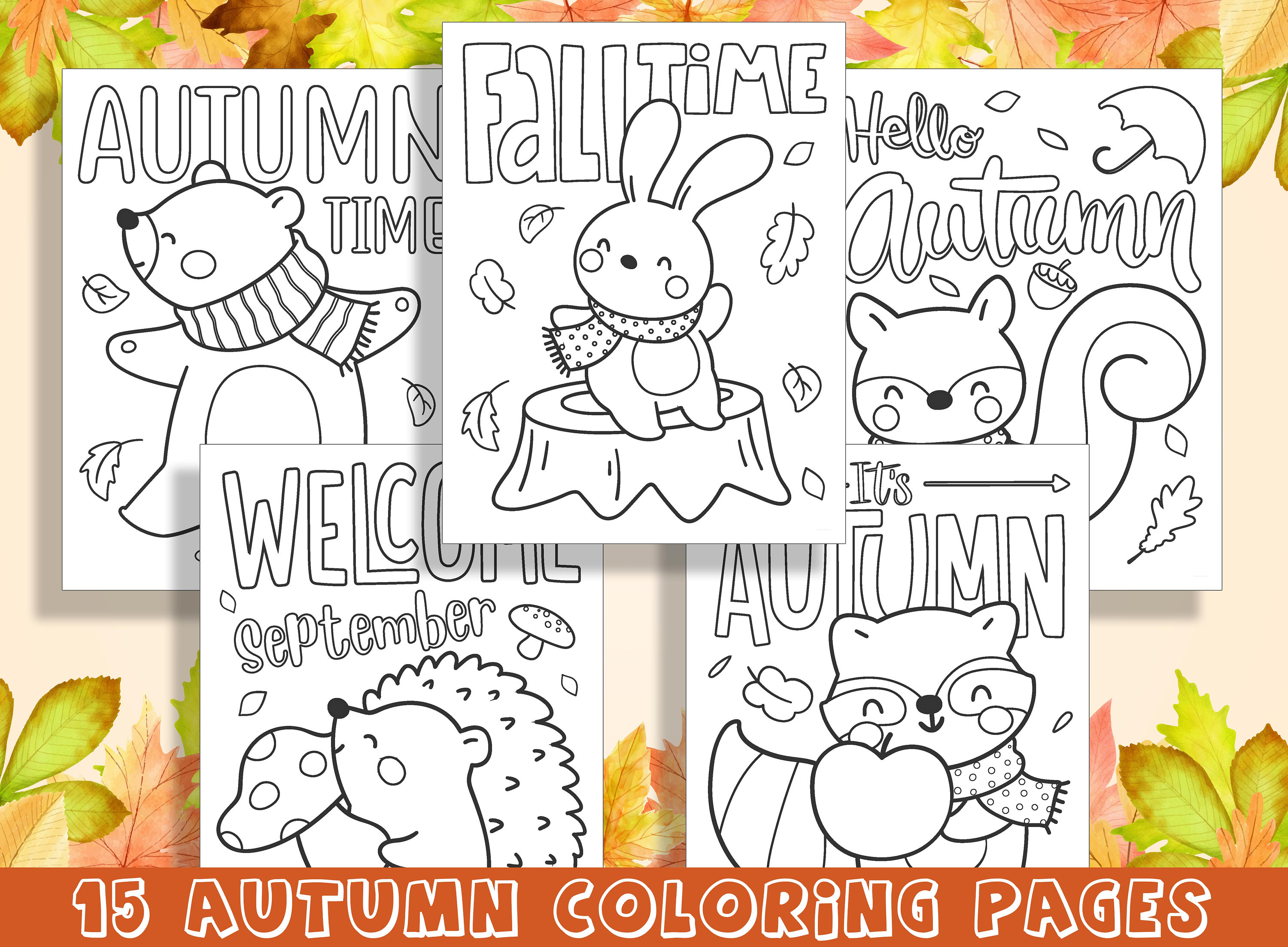 15 Beautiful Autumn Coloring Pages for Preschool and Kindergarten Kids ...