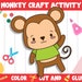 Cute Monkey Craft Activity Color, Cut, and Glue for Prek to 2nd Grade ...
