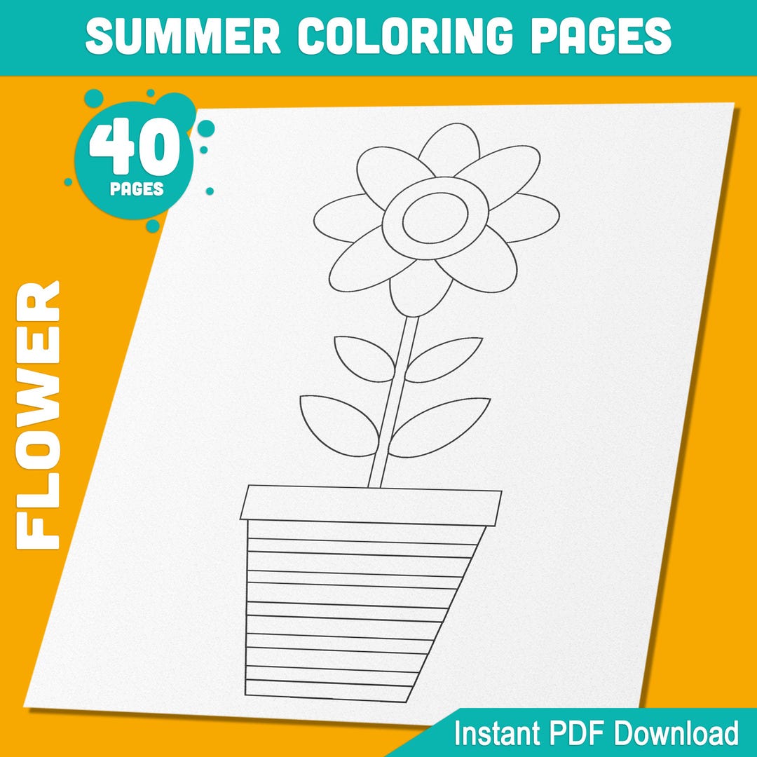 Summer Flowers in Pots Coloring Pages: 40 Printable High-resolution ...