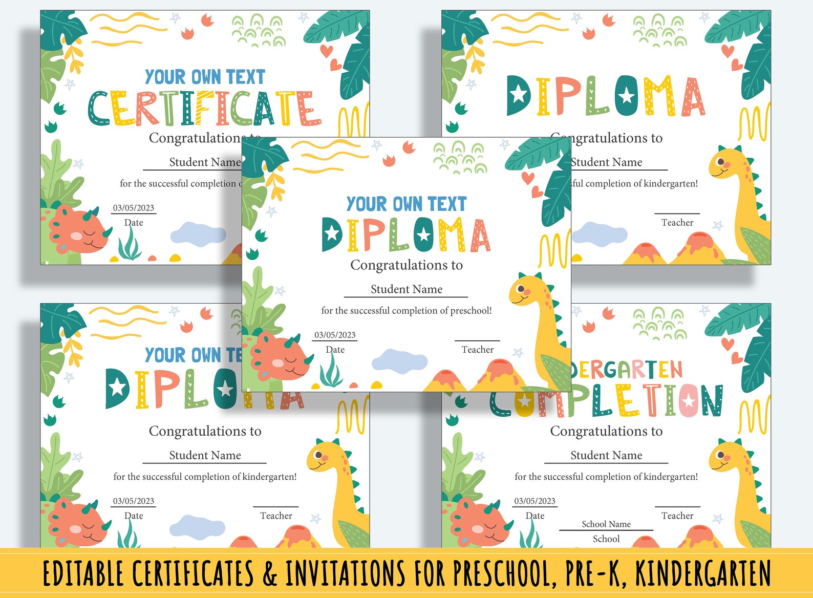 37 Pages of Editable Diplomas, Certificates, and Invitations for ...