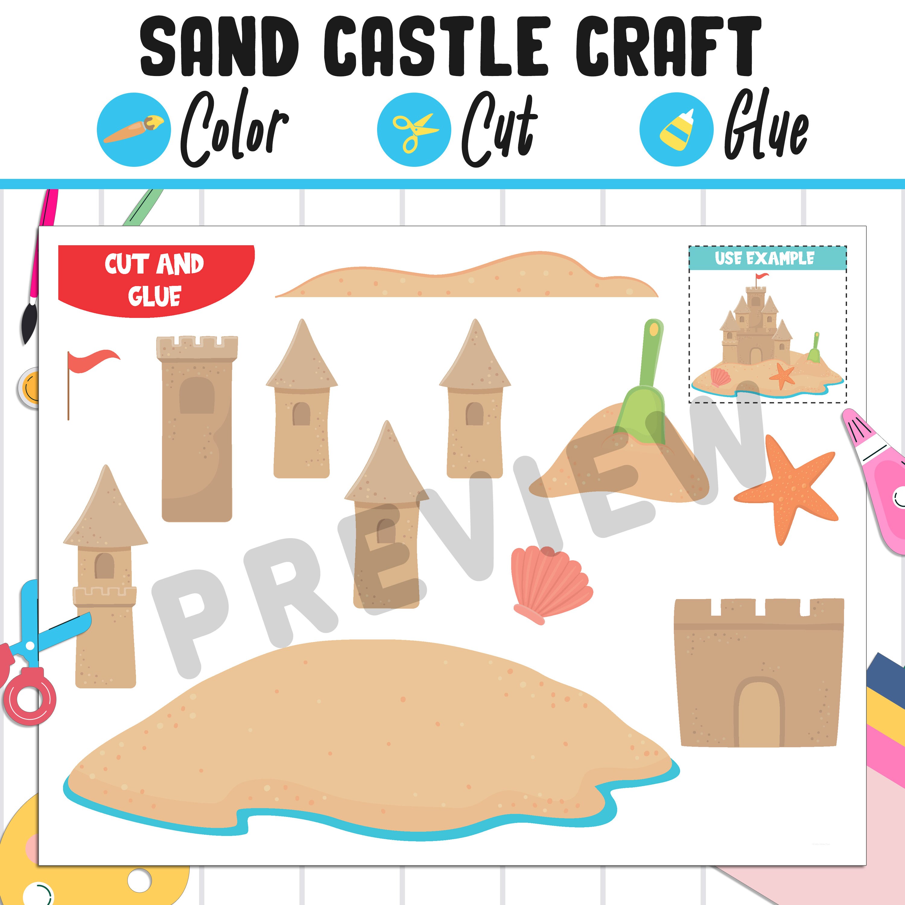 Sandcastle Craft: Build a Sandcastle Summer Activity for Kids Color ...