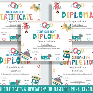 Robot-themed Preschool and Kindergarten End-of-year Celebration Kit: 37 ...