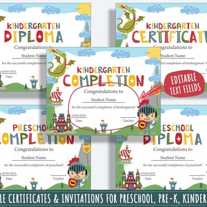 37 Editable Pages of Knight and Dragon-themed Diplomas, Certificates ...