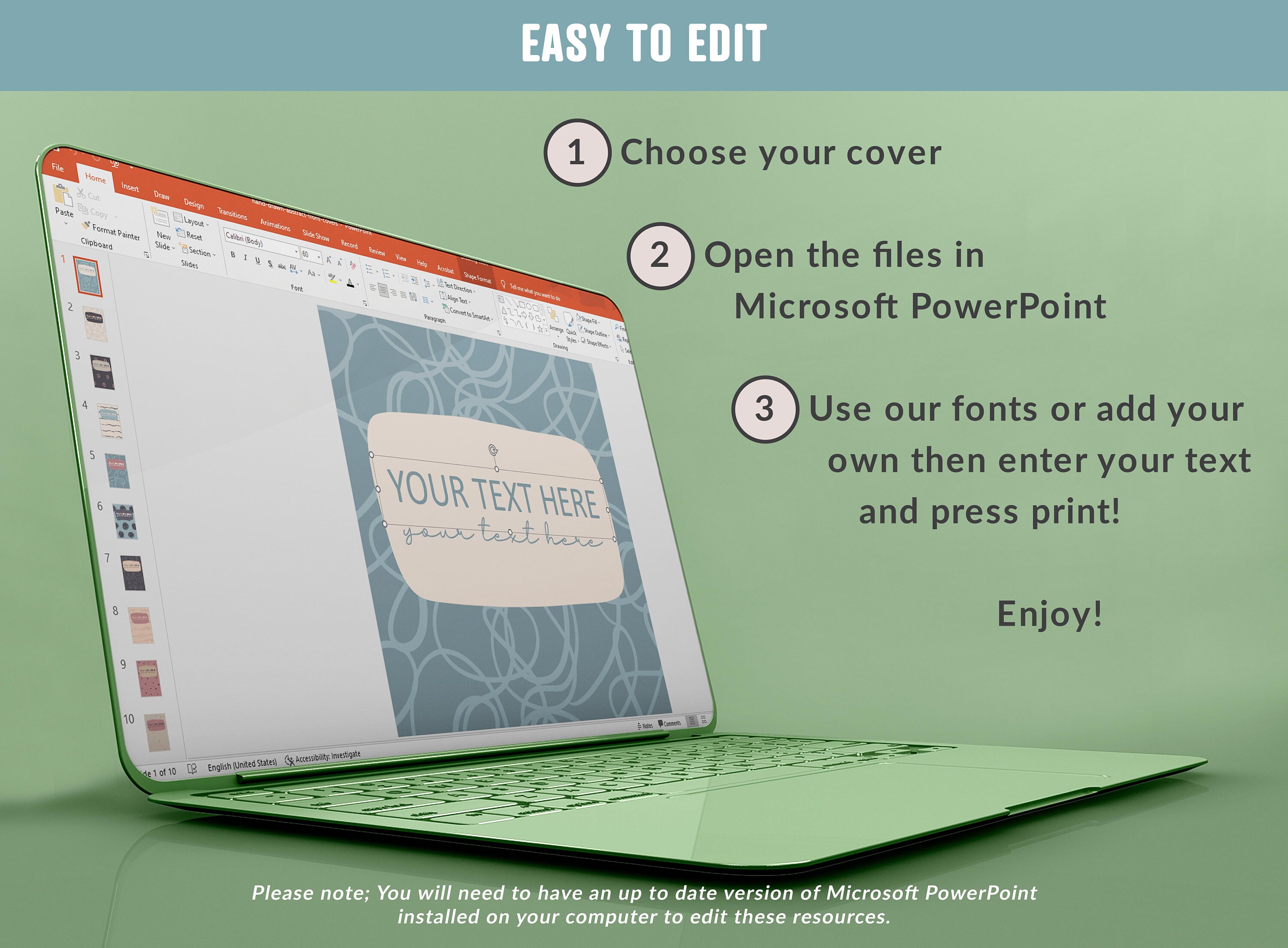 Powerpoint Binder Cover Templates, 10 Printable/editable Abstract ...