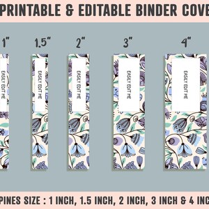 Flower and Birds Binder Cover, 10 Printable & Editable Binder Covers ...