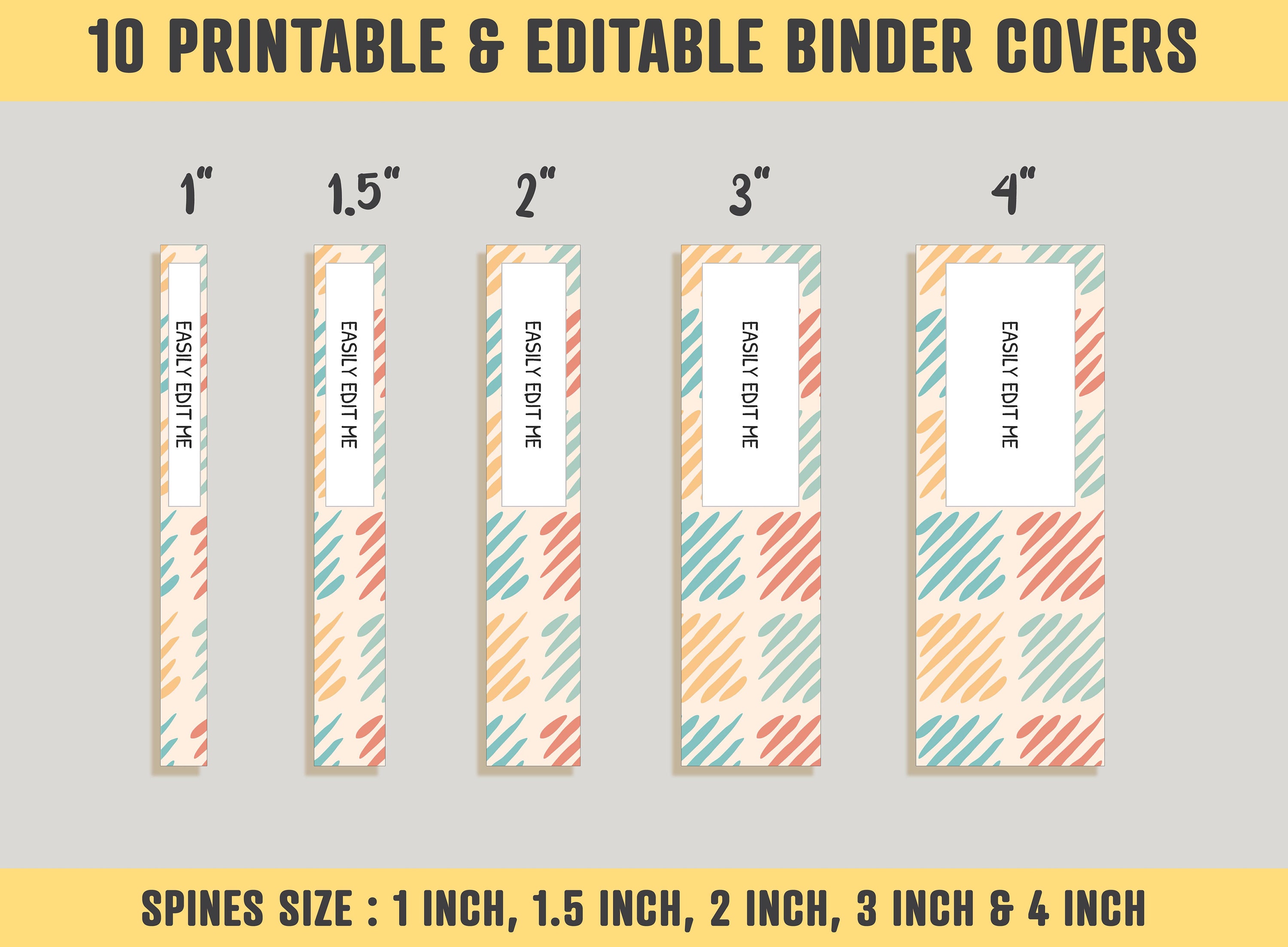Binder Cover Printable Editable 10 Coversspines Binder - Etsy