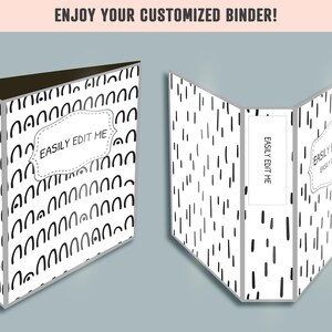 Black and White Abstract Shapes Binder Cover, 10 Printable/editable ...