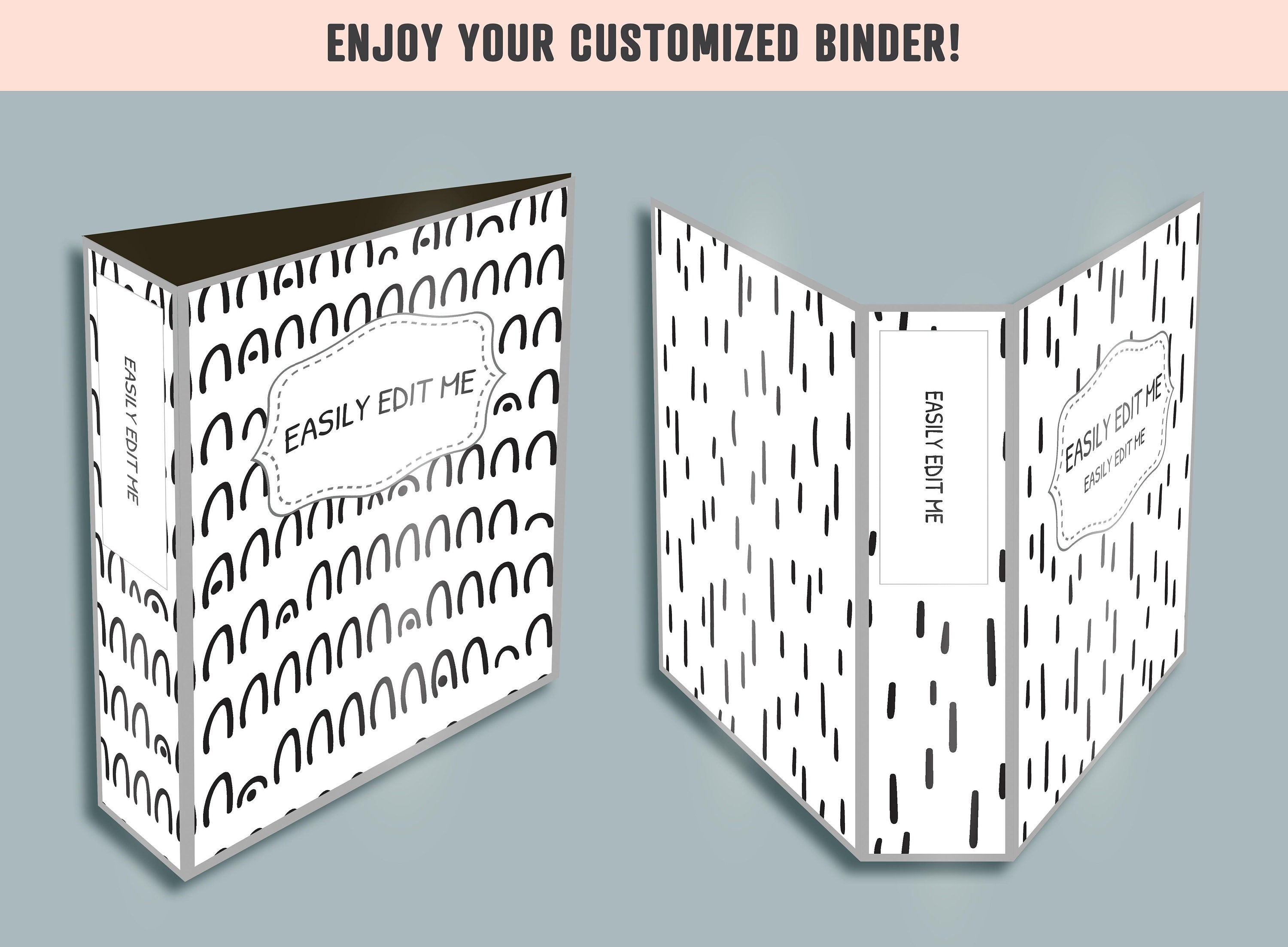 Black and White Abstract Shapes Binder Cover 10 - Etsy