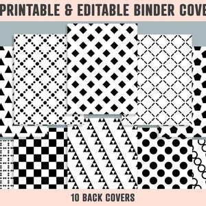 Abstract Black and White Binder Cover, 10 Printable & Editable Binder ...