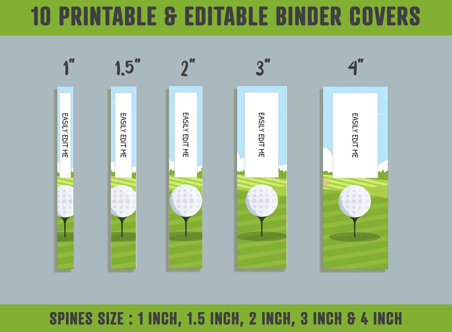 Golf, Marine and Baseball Binder Cover, 10 Printable & Editable Binder ...