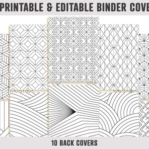 Binder Cover Black and White, 10 Covers+spines, Binder Cover Printable ...