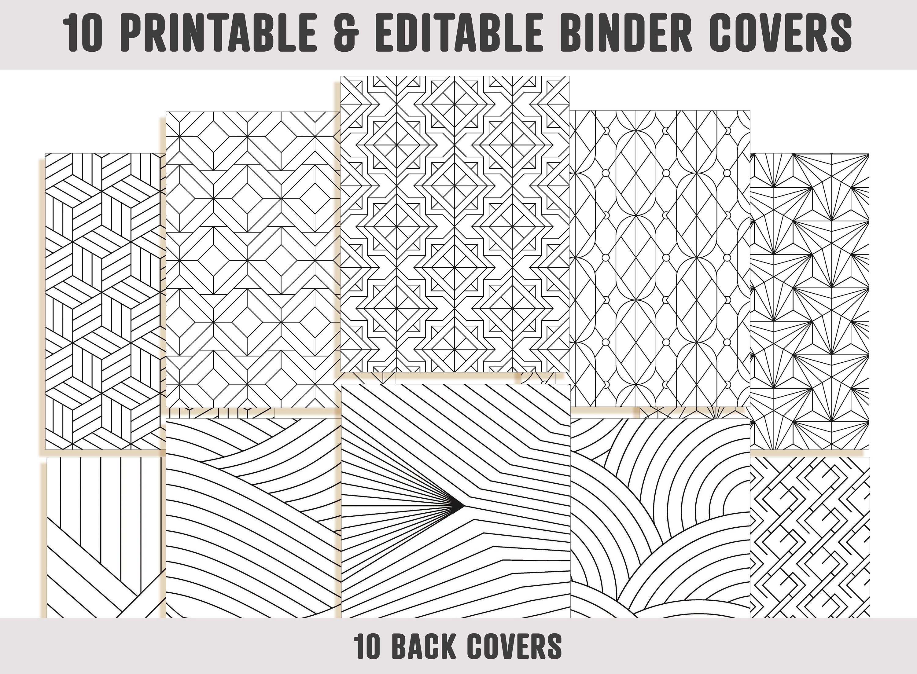 Binder Cover Black and White 10 Coversspines Binder Cover - Etsy