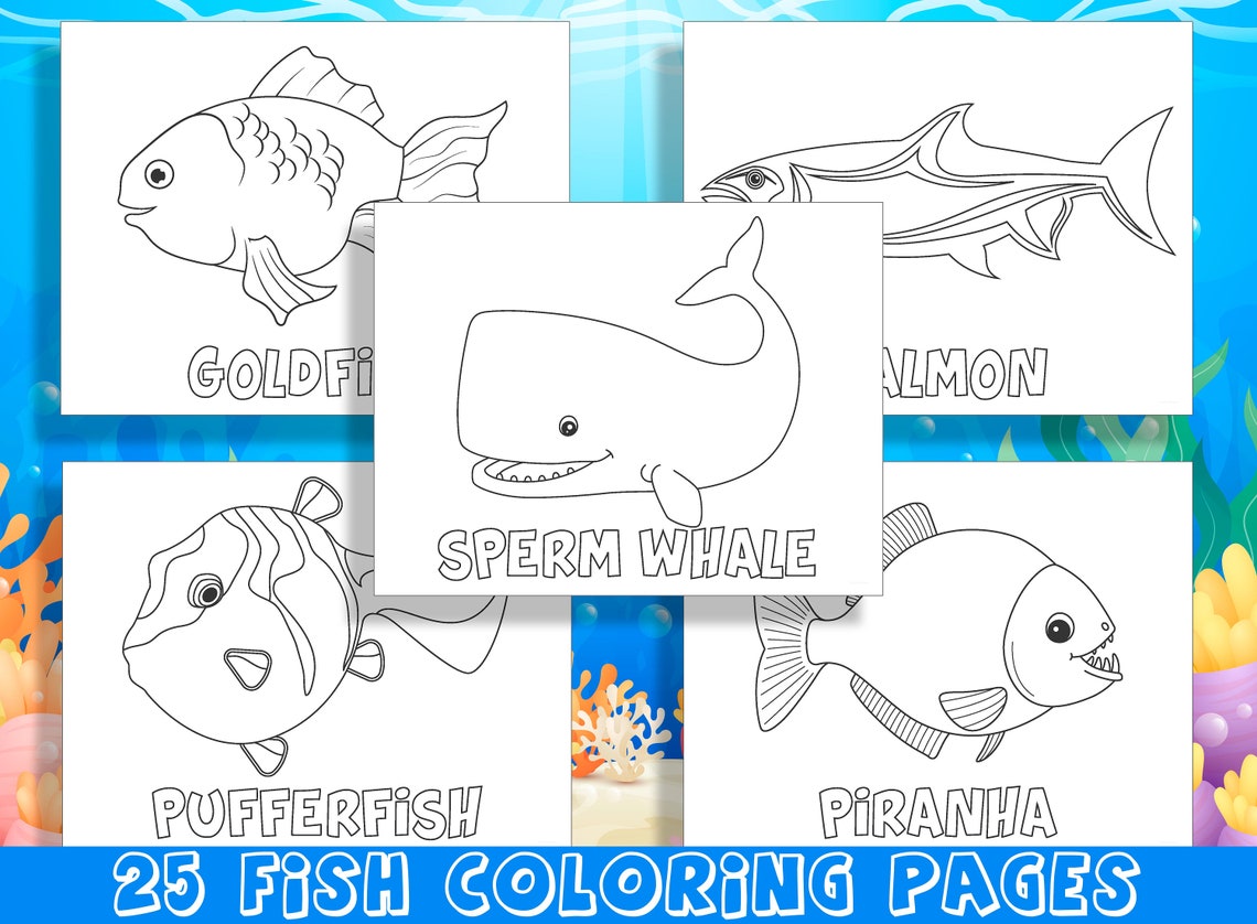 Fish Coloring Pages, 25 Colorful Pages of Underwater Friends to Color ...