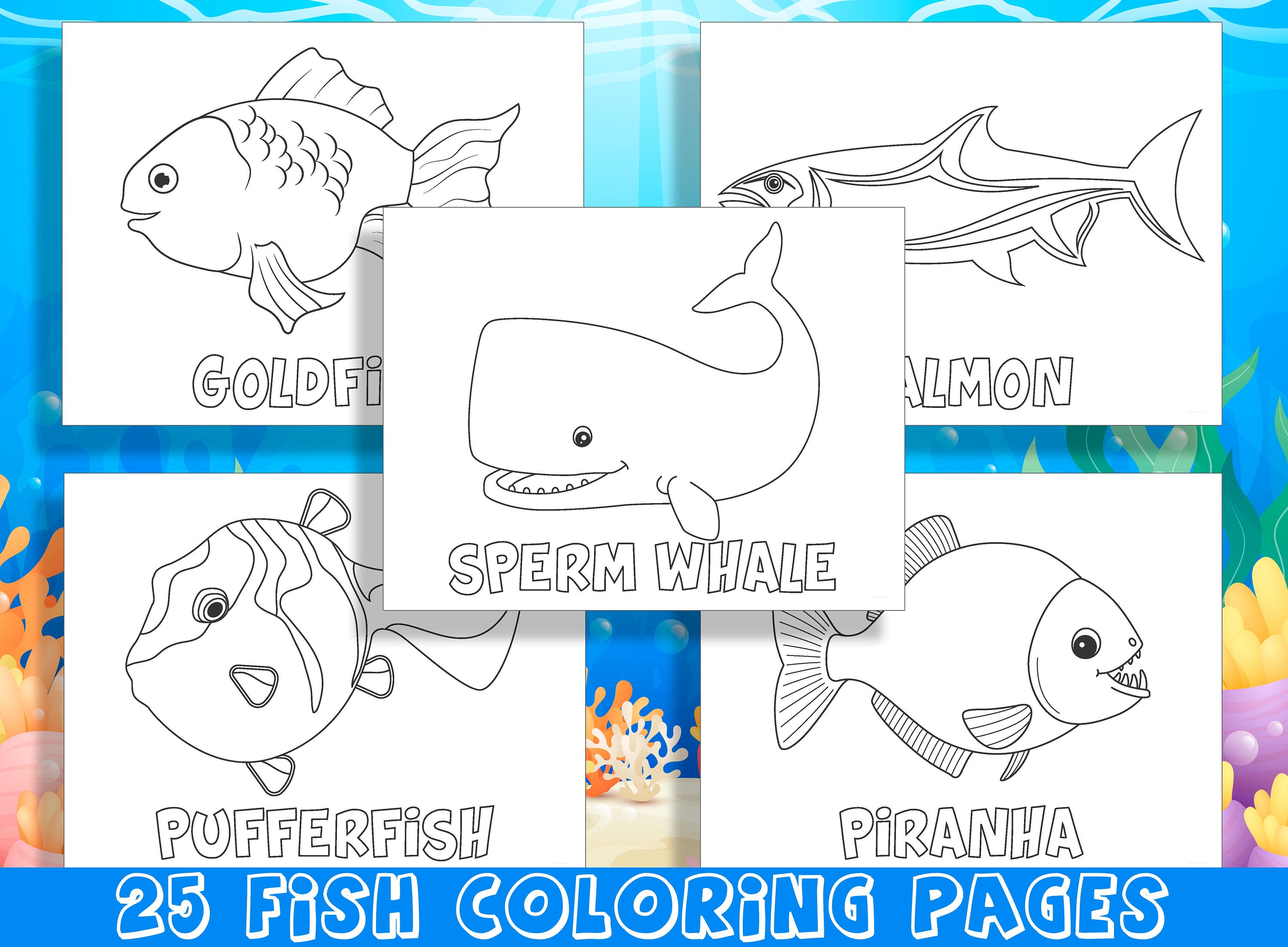 Fish Coloring Pages, 25 Colorful Pages of Underwater Friends to Color ...