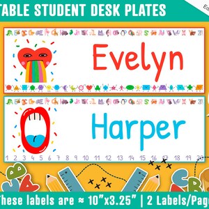 Student Desk Plates, 30 Printable/editable Abstract Shape Classroom ...