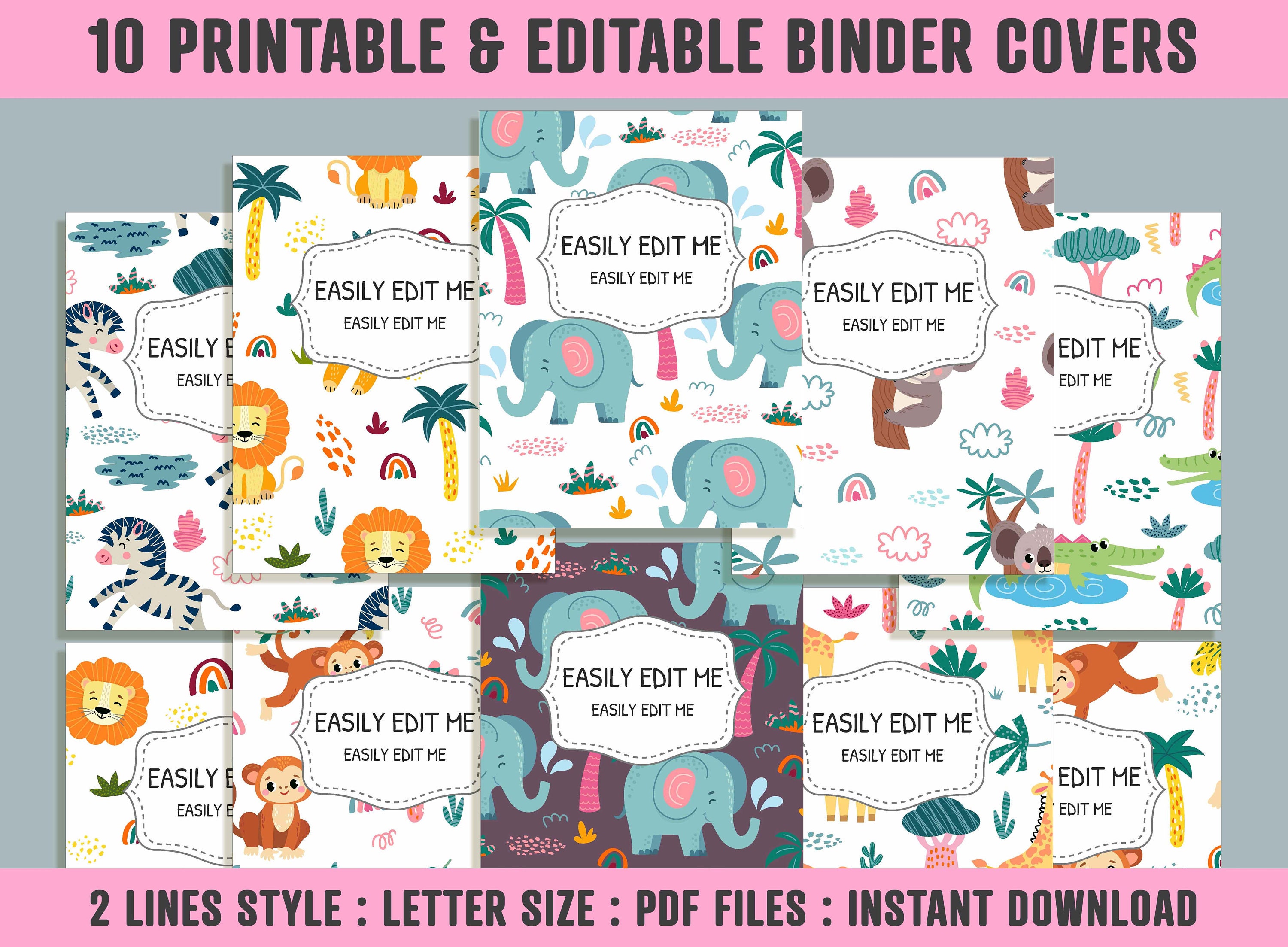 African Animals Binder Cover 10 Printable & Editable Covers - Etsy