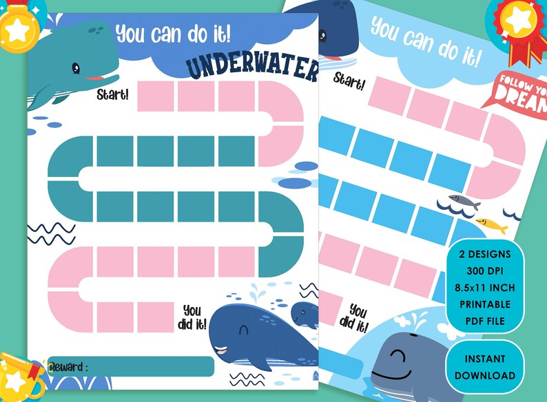 Printable Cute Whale Reward Chart for Kids, a Way of Guiding Children ...