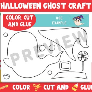 Cute Halloween Ghost Craft Activity - Color, Cut, and Glue for Prek to ...