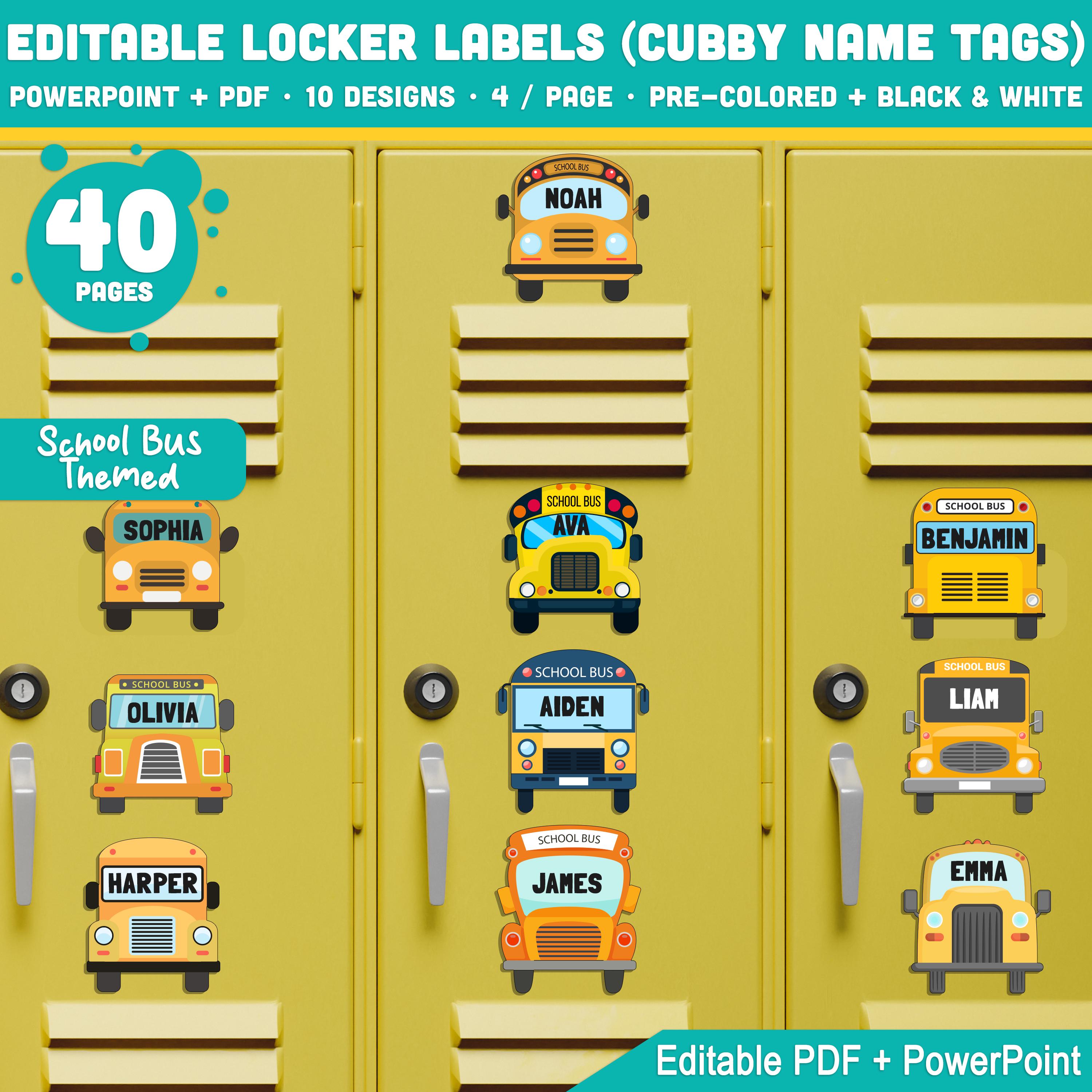 Editable Locker Labels (cubby Name Tags), School Bus Themed, PDF ...