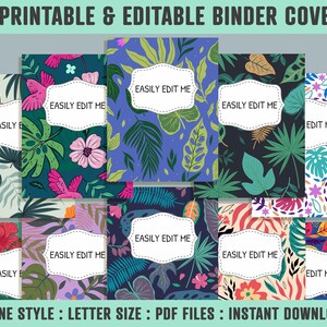 Tropical Leaves Binder Cover, 10 Printable/editable Binder Covers ...