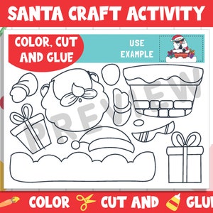 Santa Craft Activity - Color, Cut, and Glue for Prek to 2nd Grade, PDF ...