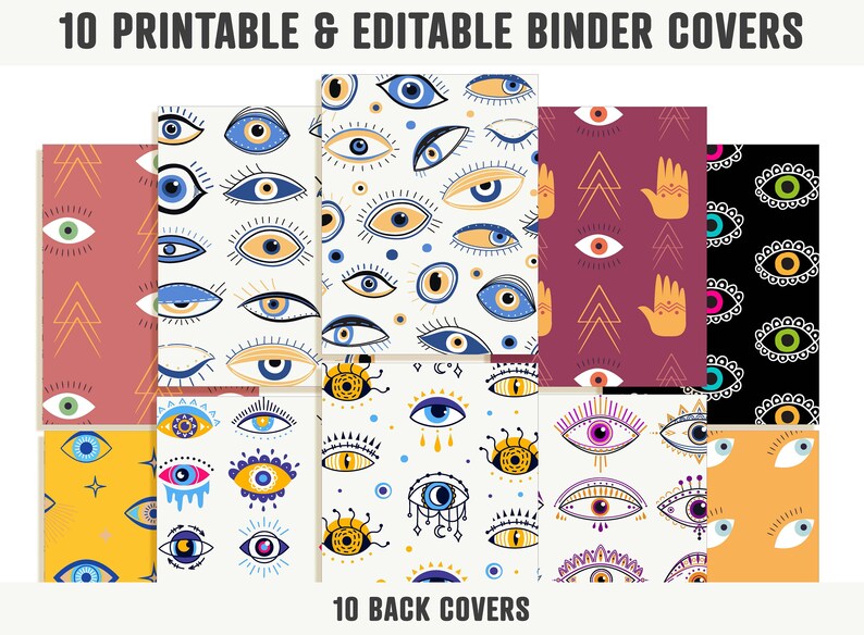 Eye Binder Cover Printable Editable 10 Coversspines Binder - Etsy
