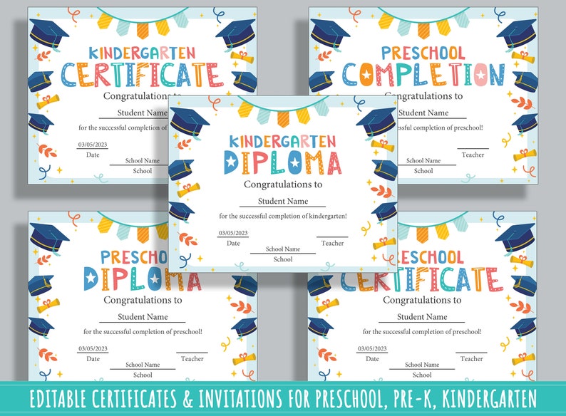 Kids' Fun Certificate and Invitation Collection: 37 Editable Pages for ...